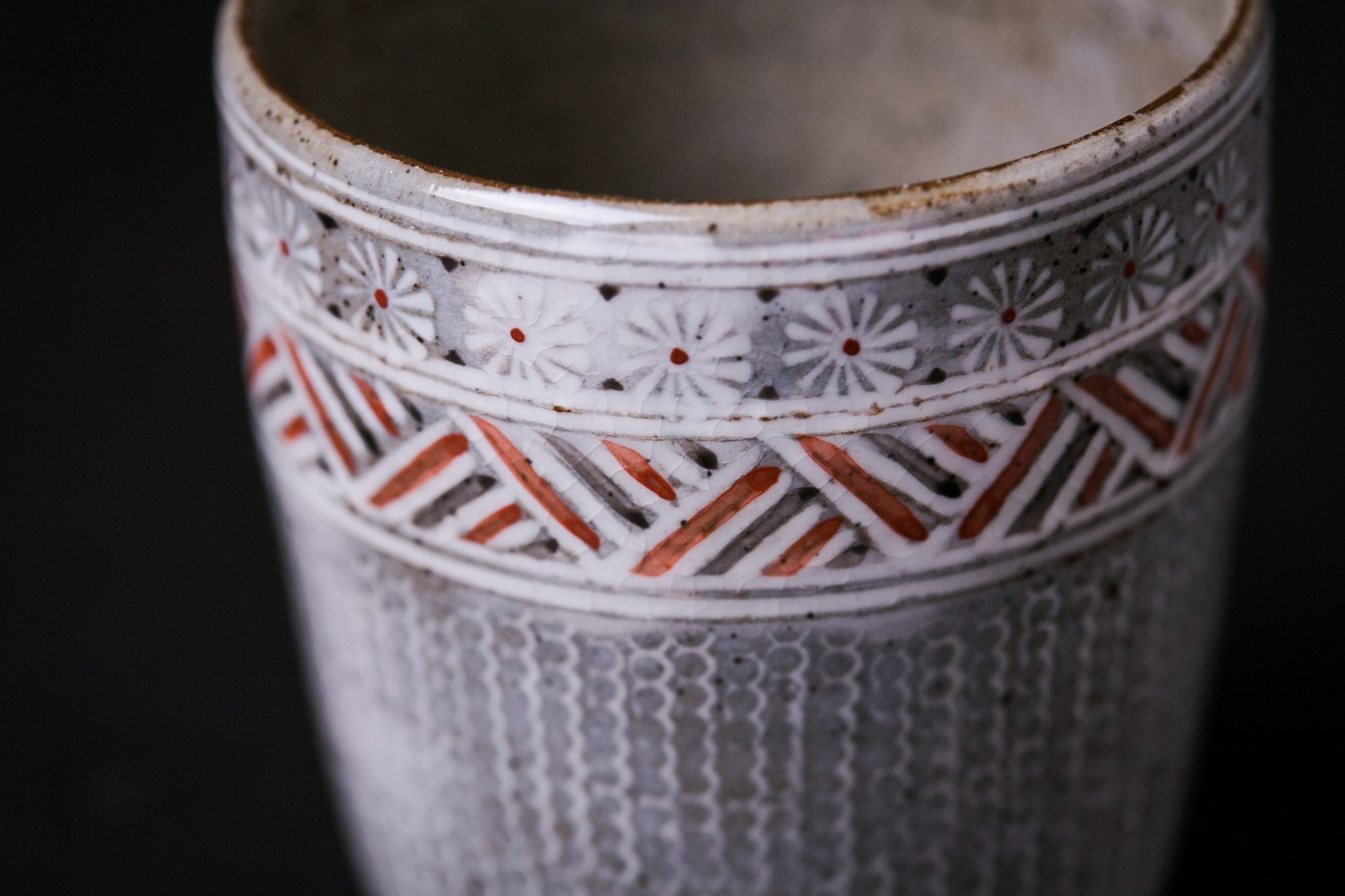 Tea Cup | Red Mishima Pattern – Atelier Japan